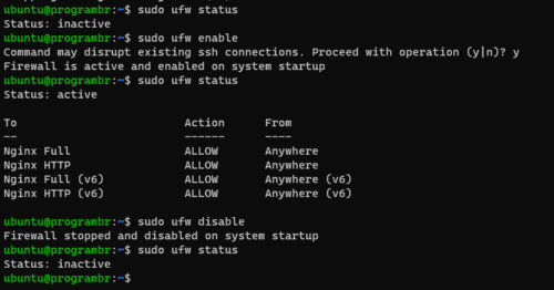 ufw status 'inactive', How to fix ufw status inactive in Ubuntu/Linux?