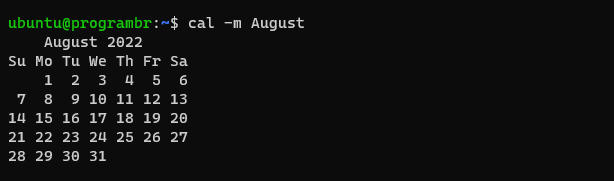 Cal Command In Linuxunix Uses Of Cal Command With Example