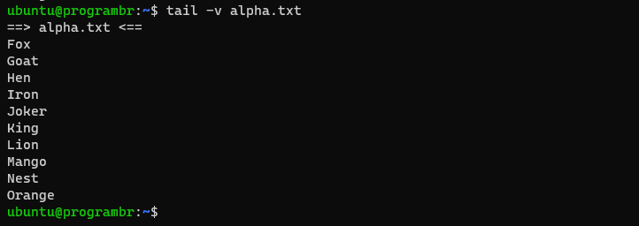 tail command in Linux, Uses of tail command with examples